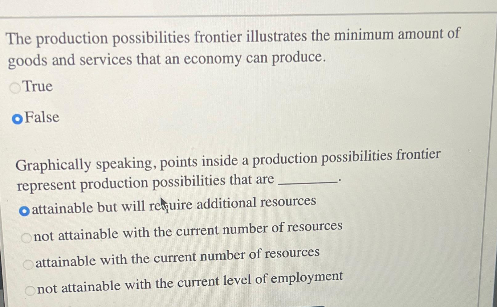 Solved The production possibilities frontier illustrates the | Chegg.com