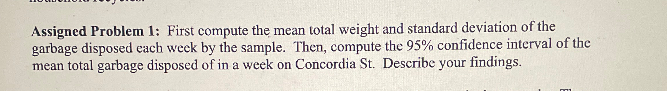 Assigned Problem 1: First compute the mean total | Chegg.com