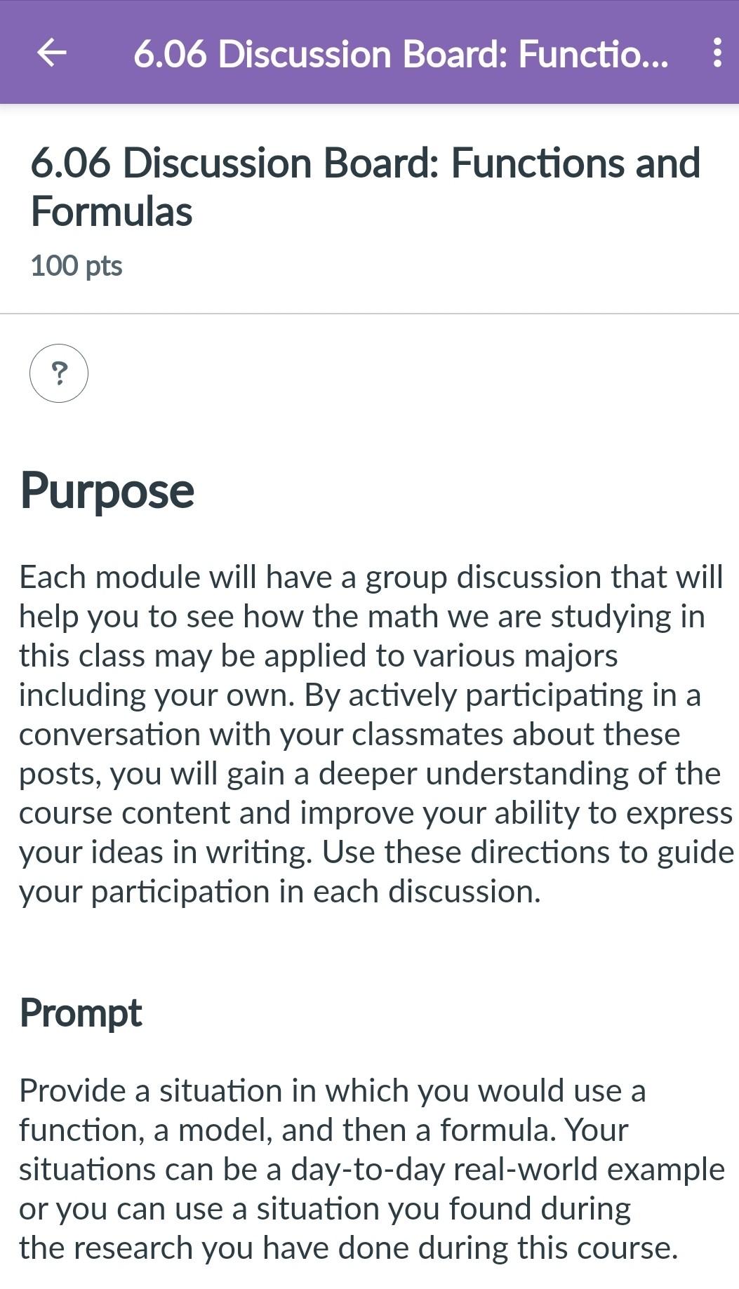 Solved 6.06 Discussion Board: Functions and Formulas 100 pts | Chegg.com