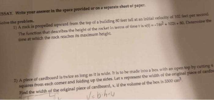 Solved S\$AY. Write your answer in the space provided or on | Chegg.com