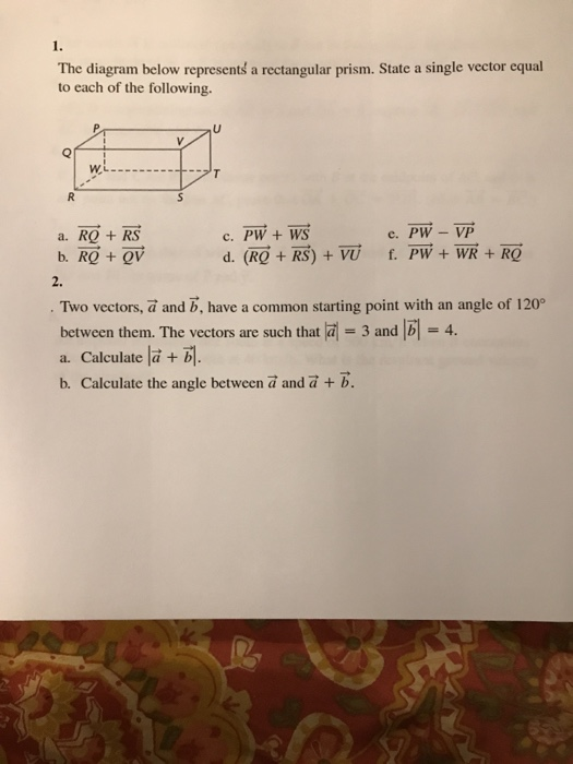 Solved The diagram below represents a rectangular prism. | Chegg.com