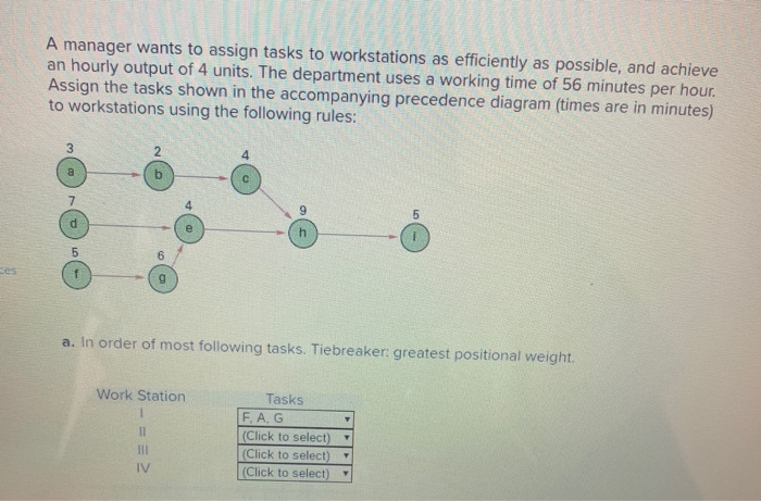Solved A manager wants to assign tasks to workstations as | Chegg.com