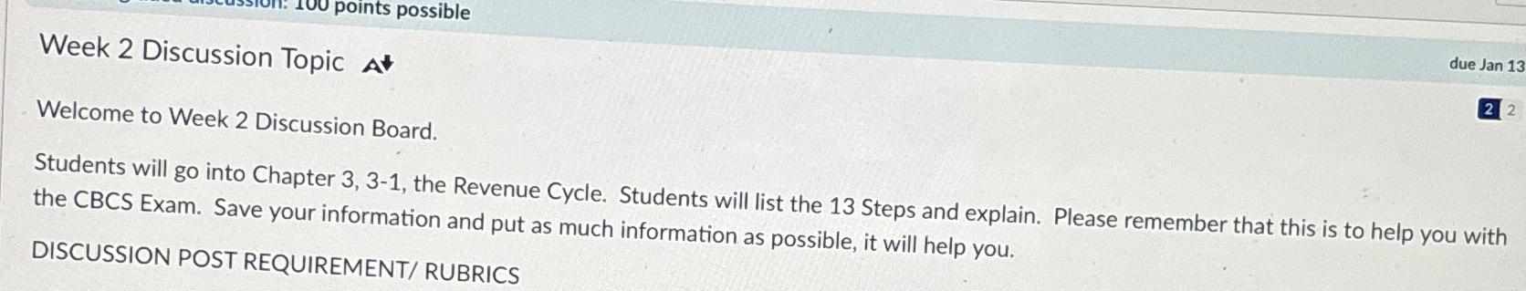 Solved Week 2 ﻿Discussion TopicWelcome to Week 2 ﻿Discussion | Chegg.com