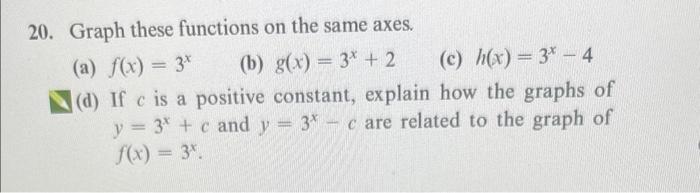 Solved 20. Graph these functions on the same axes. (a) | Chegg.com