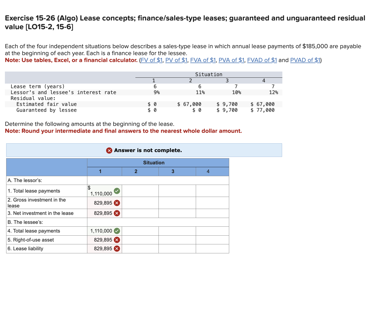 Exercise 15-26 (Algo) ﻿Lease concepts; | Chegg.com