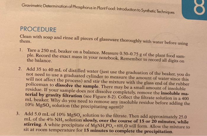 Solved Gravimetric Determination of Phosphorus in Plant | Chegg.com