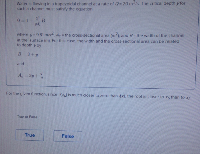 Solved Water is flowing in a trapezoidal channel at a rate | Chegg.com