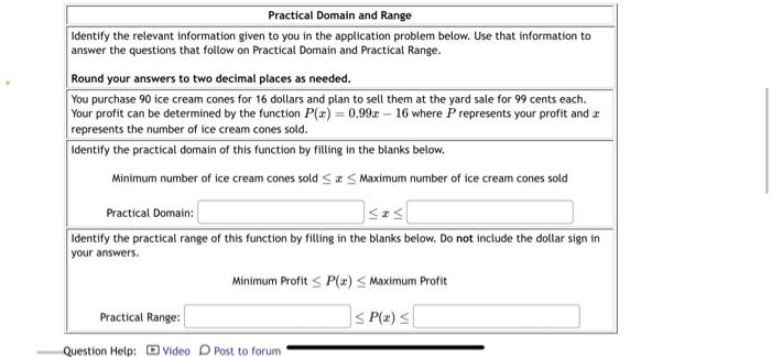 Solved Practical Domain And Range Identify The Relevant