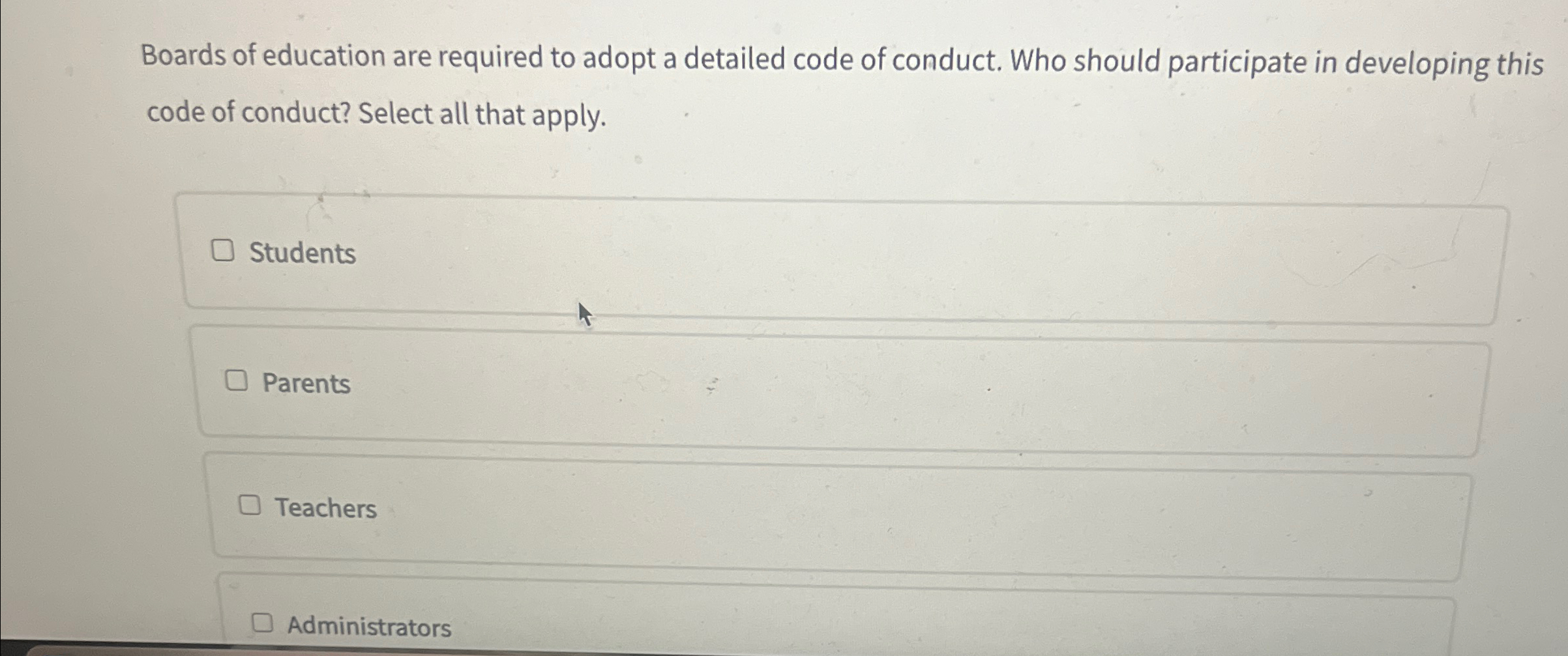 Solved Boards of education are required to adopt a detailed | Chegg.com