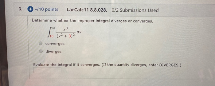 Solved 3. -/10 points LarCalc11 8.8.028. 0/2 Submissions | Chegg.com Solved 3. -/10 points LarCalc11 8.8.028. 0/2 Submissions | Chegg.com