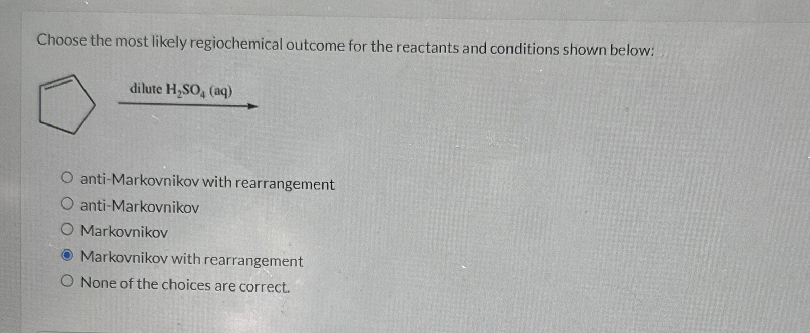 Solved Choose the most likely regiochemical outcome for the | Chegg.com