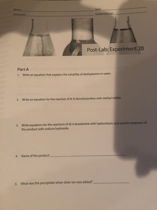 Solved Name: Instructor Date: Section Group: Post-Lab: | Chegg.com