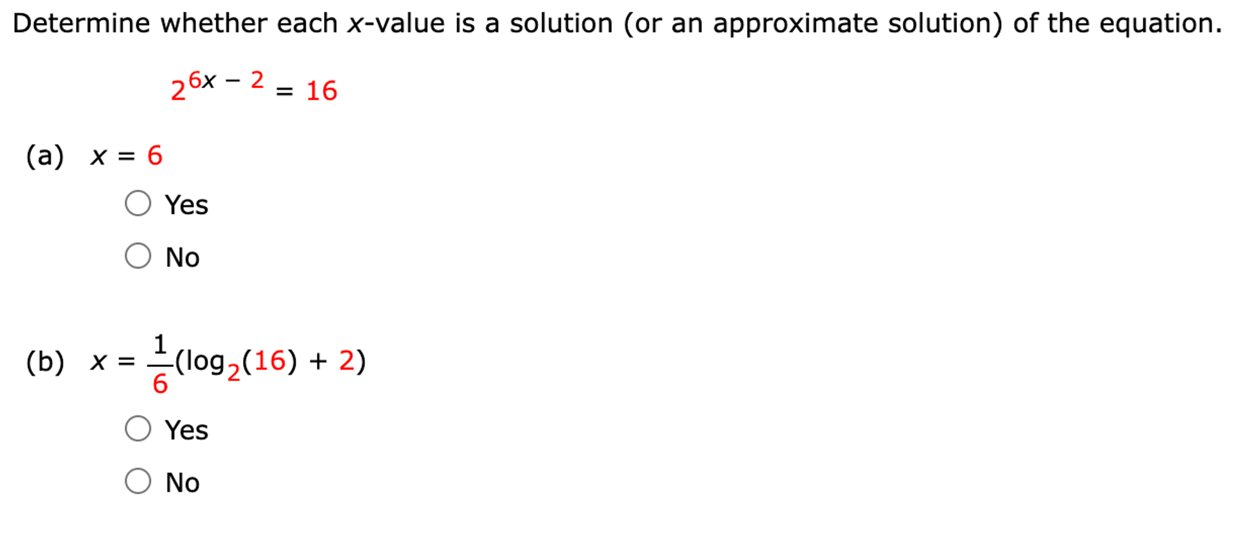 Solved Determine whether each x-value is a solution (or an | Chegg.com
