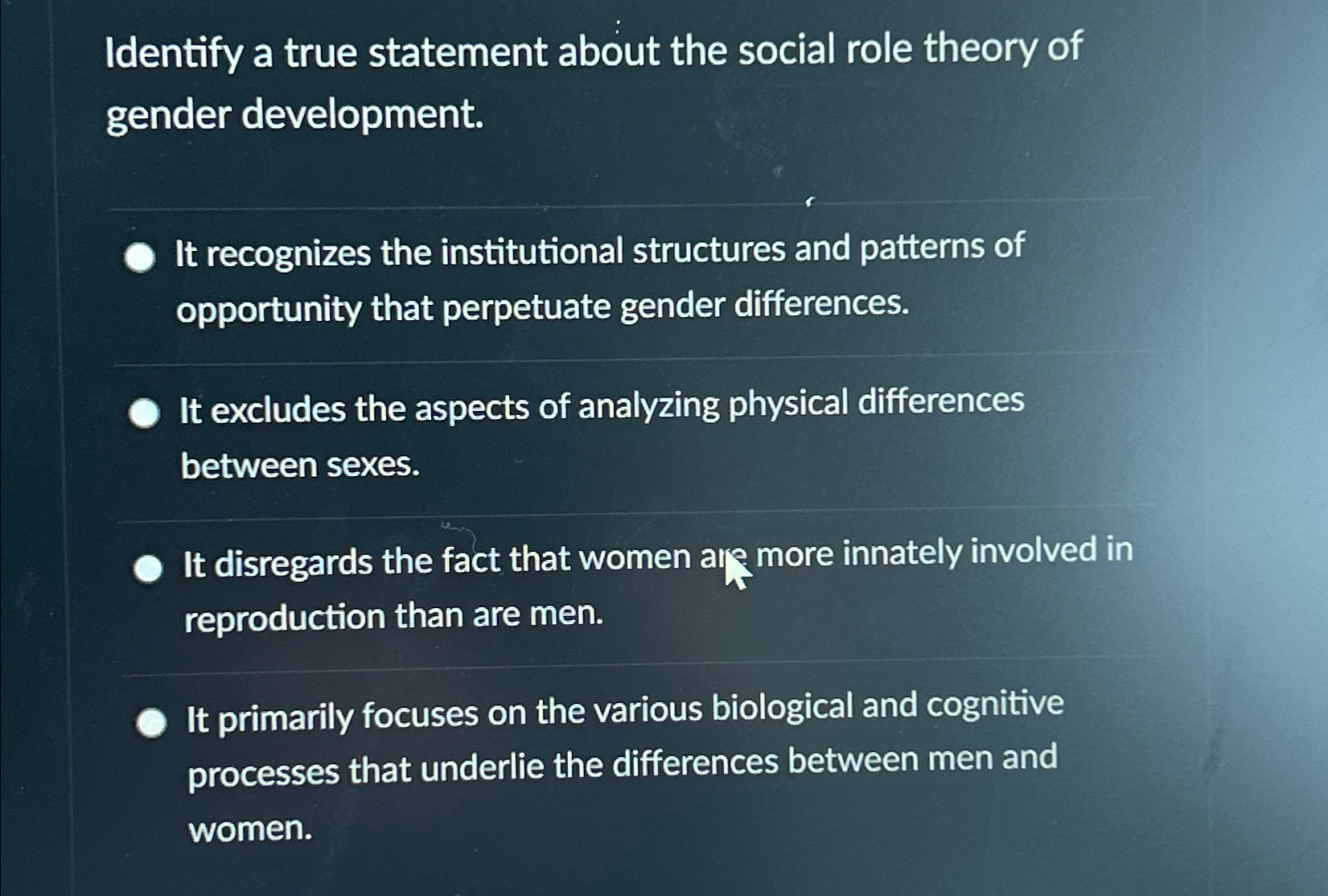 Solved Identify a true statement about the social role | Chegg.com