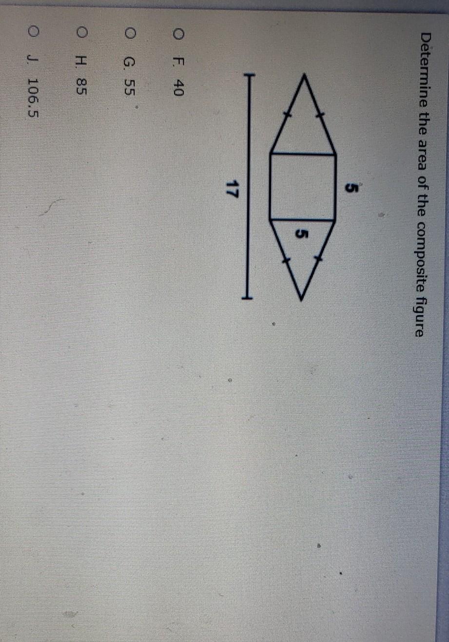 Solved Determine the area of the composite figure 5 17 O F. | Chegg.com