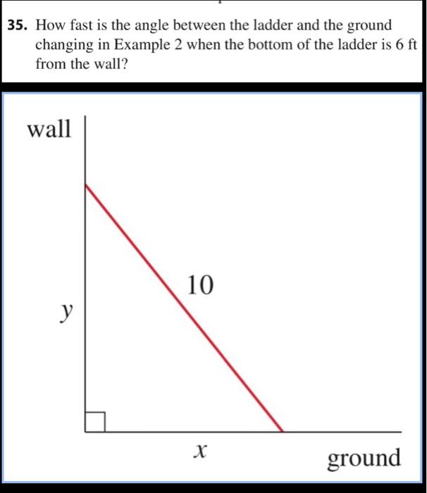 Solved 35. How fast is the angle between the ladder and the | Chegg.com