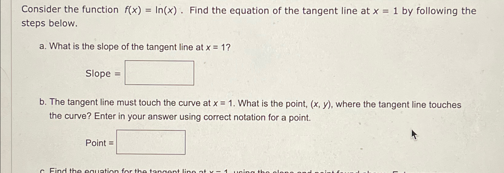 Solved Consider the function f(x)=ln(x). ﻿Find the equation | Chegg.com