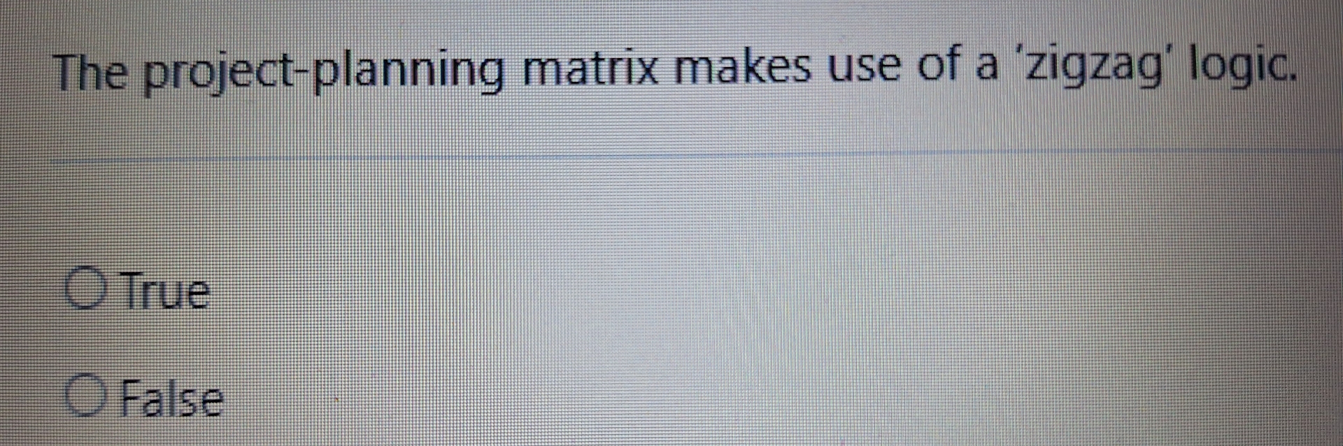 Solved The project-planning matrix makes use of a 'zigzag' | Chegg.com