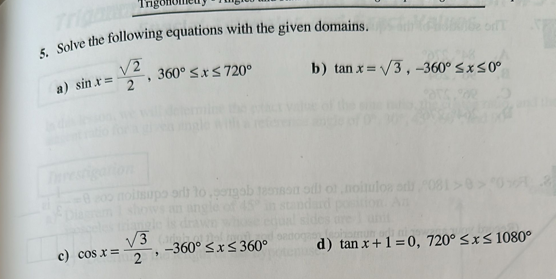 Solved Solve the following equations with the given | Chegg.com