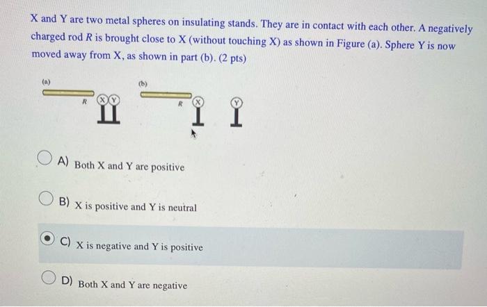 Solved X and Y are two metal spheres on insulating stands. | Chegg.com