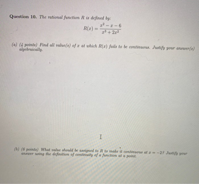 Solved Question 10. The rational function R is defined by: ? | Chegg.com
