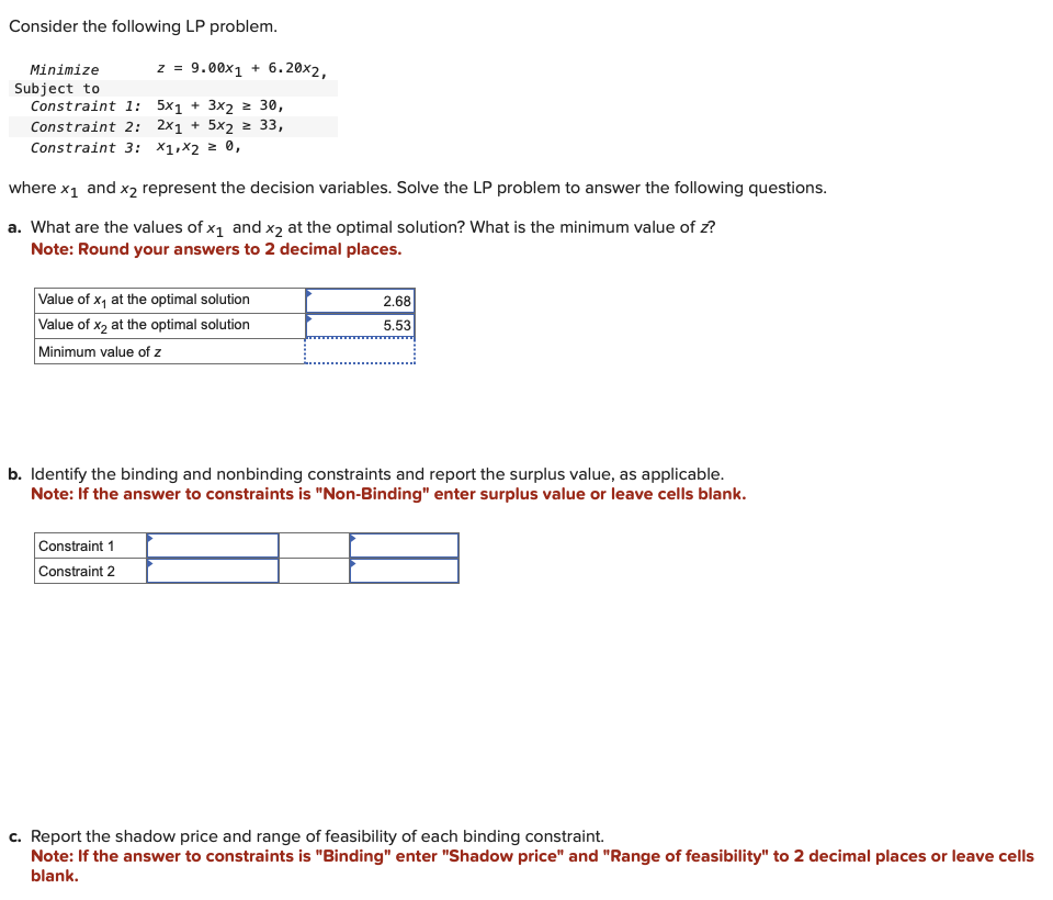 Solved Consider the following LP problem.where x1 ﻿and x2 | Chegg.com