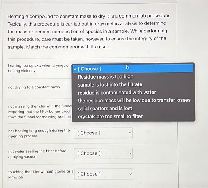 Solved Heating a compound to constant mass to dry it is a | Chegg.com