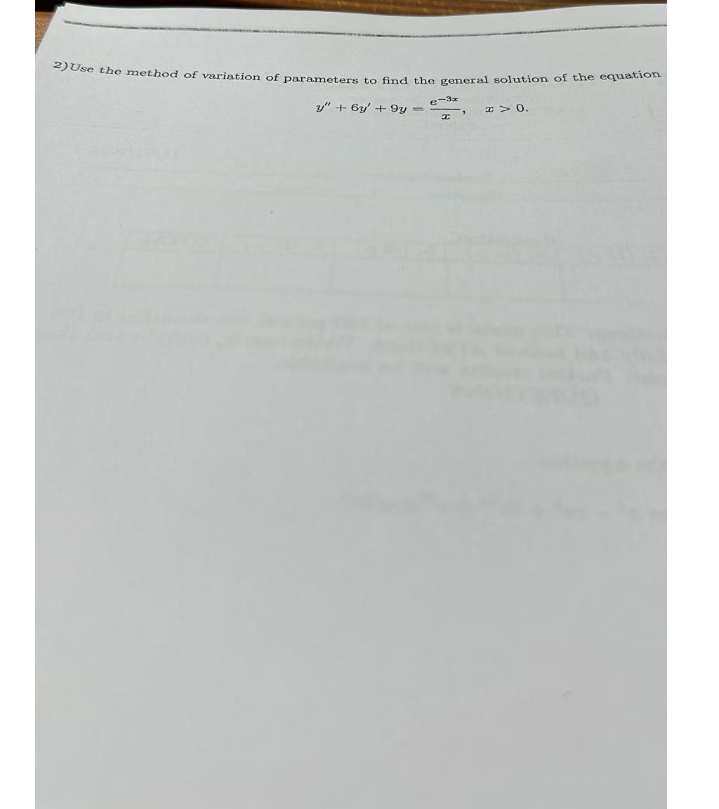 Solved Use the method of variation of parameters to find the | Chegg.com