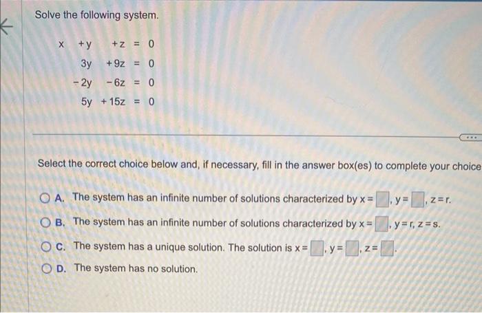 Solved Solve the following system. | Chegg.com