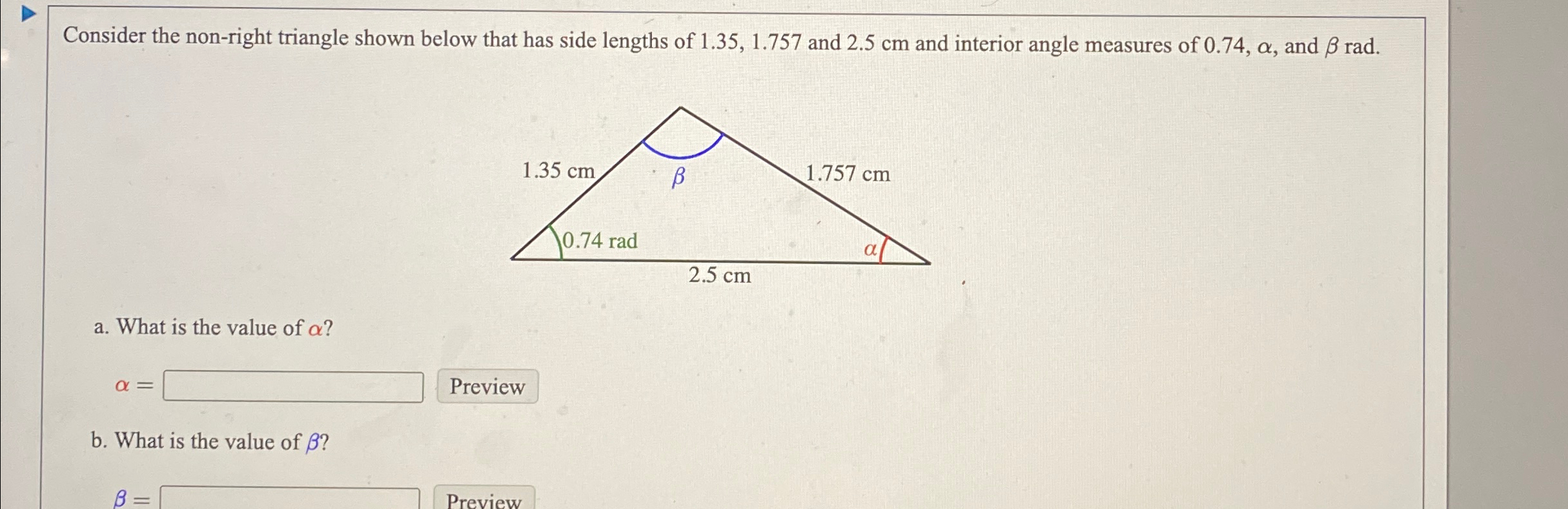 Solved Consider the non-right triangle shown below that has | Chegg.com