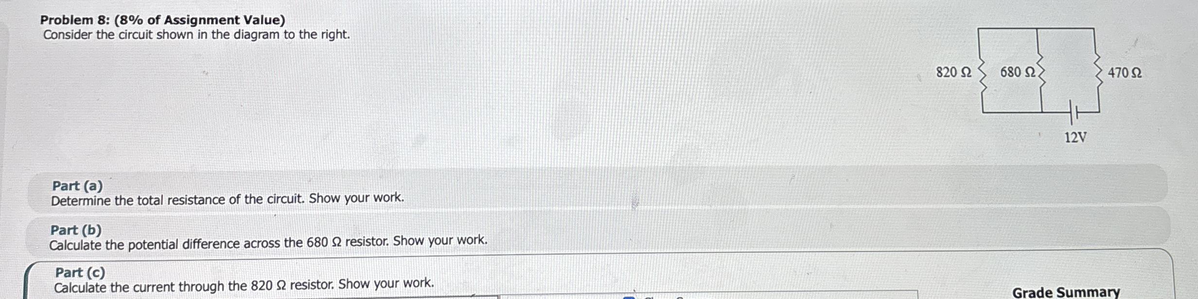 Solved Problem 8: (8% ﻿of Assignment Value)Consider the | Chegg.com