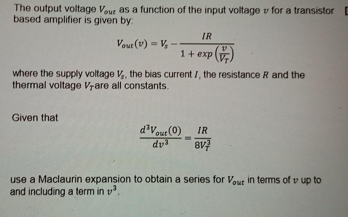 The output voltage Vout ﻿as a function of the input | Chegg.com