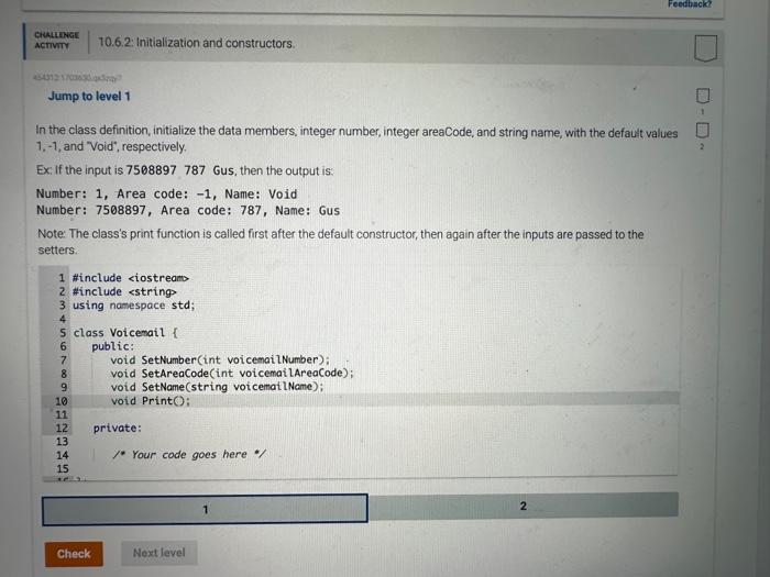 Solved Jump to level 1 In the class definition, initialize | Chegg.com
