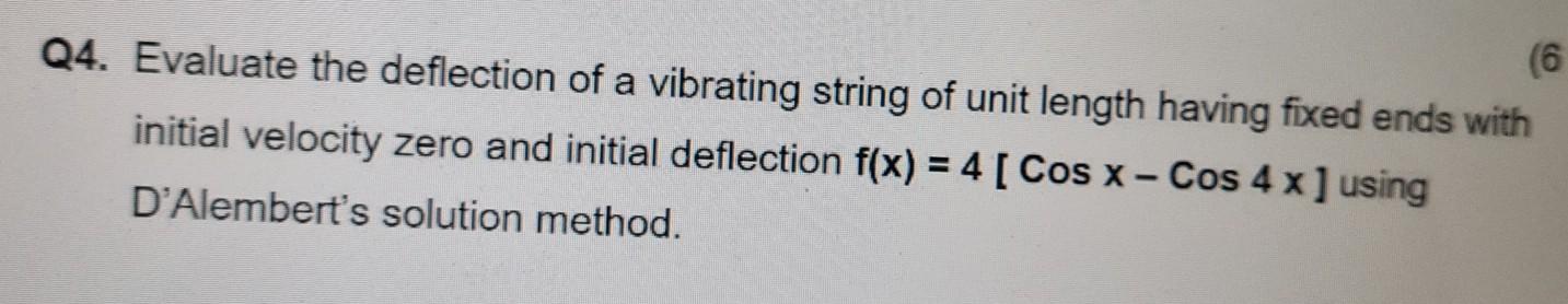 Solved (6 Q4. Evaluate the deflection of a vibrating string | Chegg.com