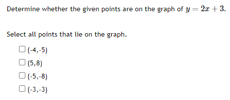 Solved Determine whether the given points are on the graph | Chegg.com