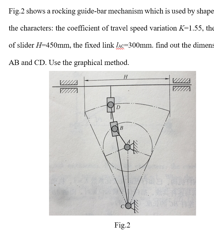 Solved Fig.2 shows a rocking guide-bar mechanism which is | Chegg.com