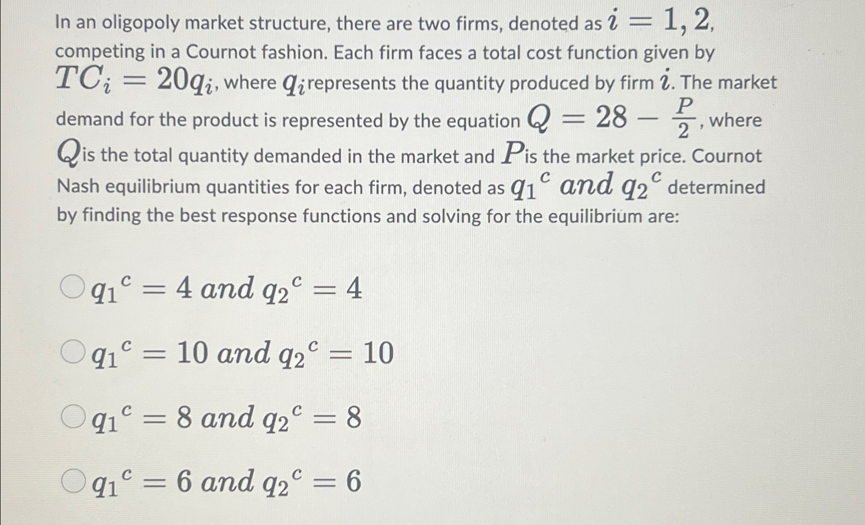 Solved In an oligopoly market structure, there are two | Chegg.com