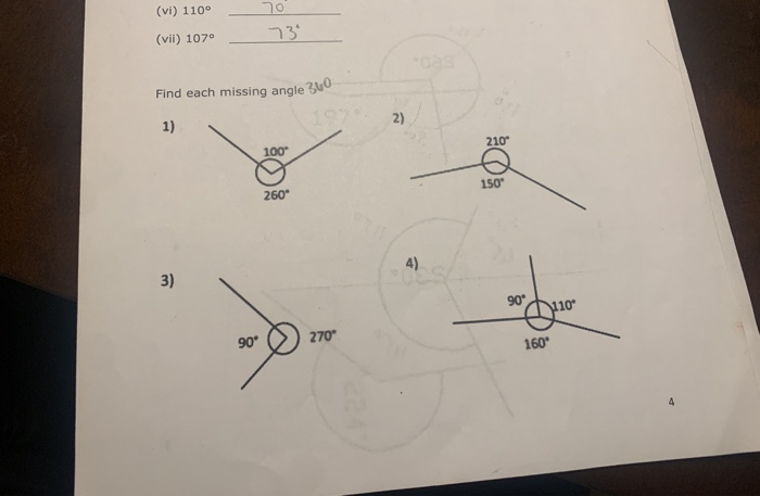 Solved Find each missing angle 340 (vi) 1100 20 (vii) 1070 | Chegg.com