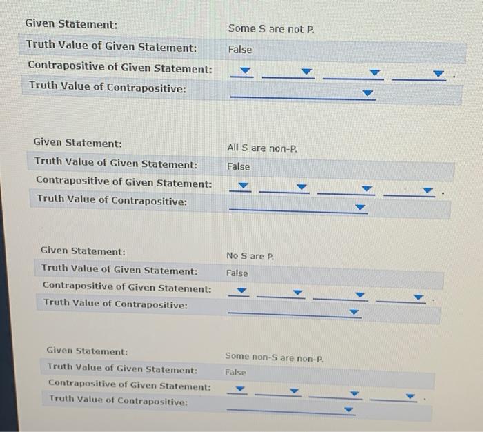Solved Given Statement: Some S are not P. Truth Value of | Chegg.com