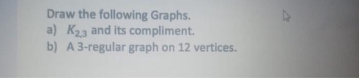 Solved Draw the following Graphs. a) K2,3 and its | Chegg.com