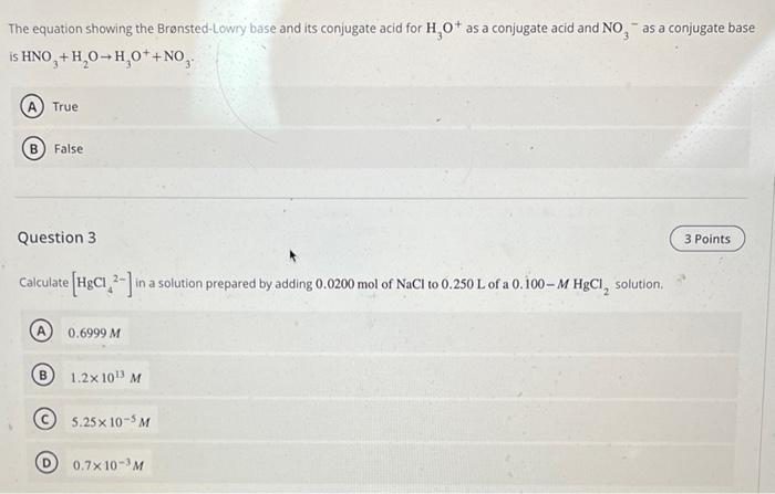 Solved The equation showing the Bronsted-Lowry base and its | Chegg.com