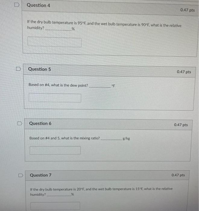 Solved 4. if the dry bulb temp is 95 and the wet bulb temp | Chegg.com