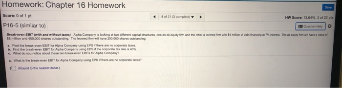 Solved Homework Chapter 16 Homework Save Score 0 Of 1 Pt 4