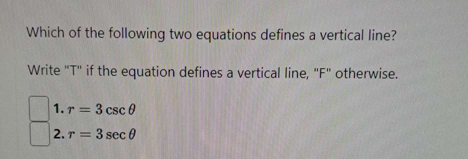 Solved Which of the following two equations defines a | Chegg.com