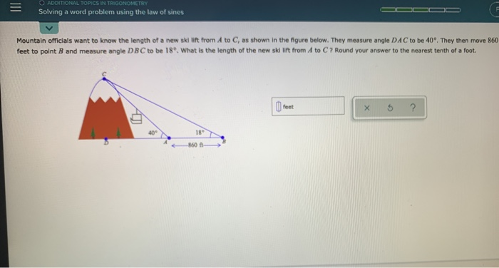 Solved O ADDITIONAL TOPICS IN TRIGONOMETRY Solving a word | Chegg.com