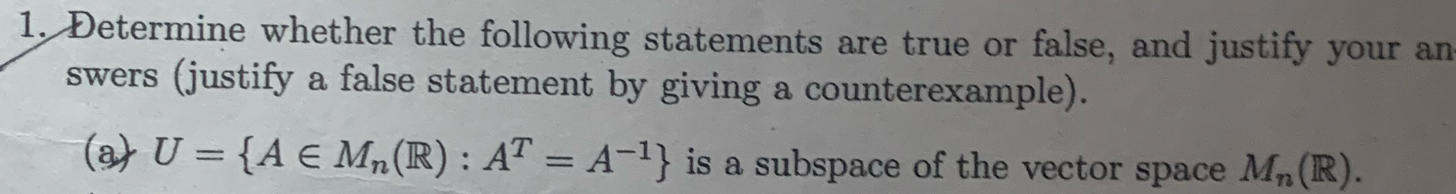 Solved Determine whether the following statements are true | Chegg.com