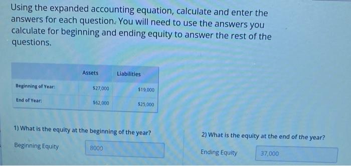Solved Using the expanded accounting equation, calculate and | Chegg.com