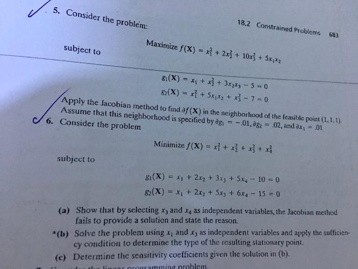 ſ. 5. Consider the problem: 18.2 Constrained Problems | Chegg.com