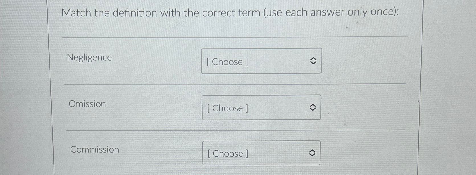 Solved Match the definition with the correct term (use each | Chegg.com