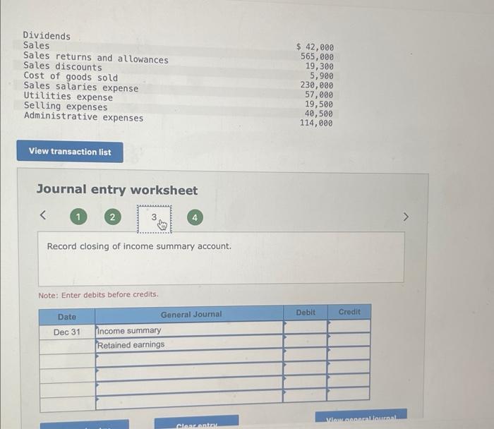 Solved Journal entry worksheet (4) Record closing of debit | Chegg.com